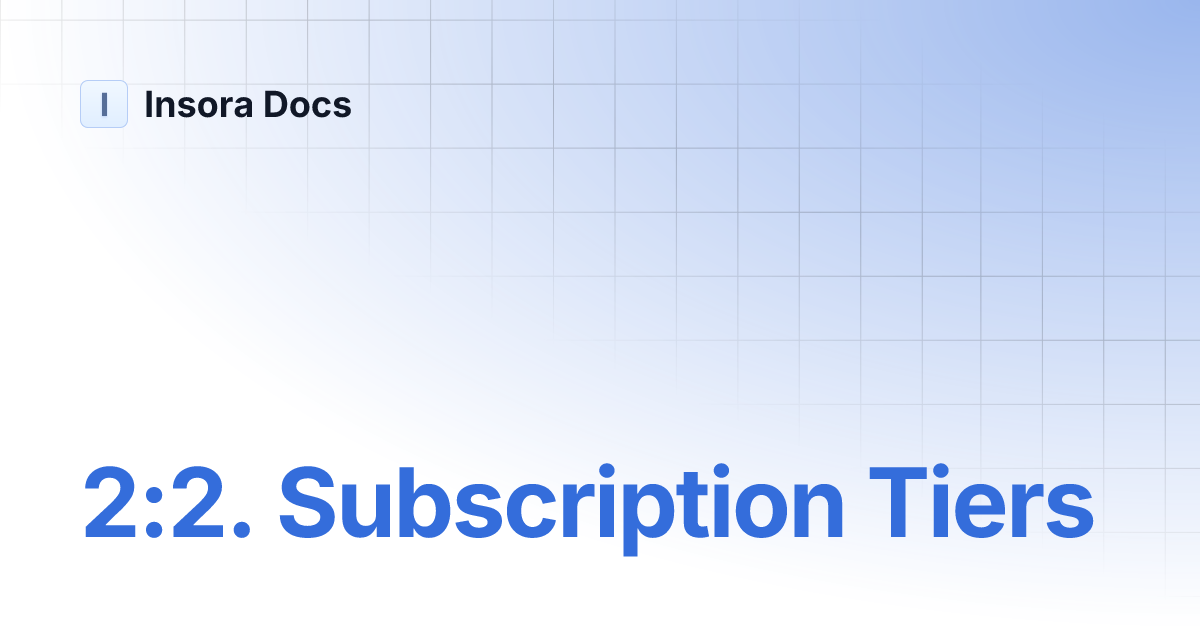 2:2. Subscription Tiers | Insora Docs